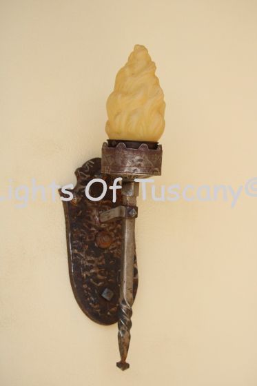 Lights of Tuscany 5323-1 Old World Wrought Iron Castle Torch Light
