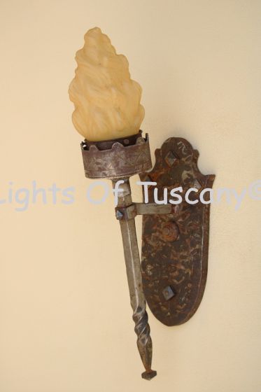 Lights of Tuscany 5323-1 Old World Wrought Iron Castle Torch Light