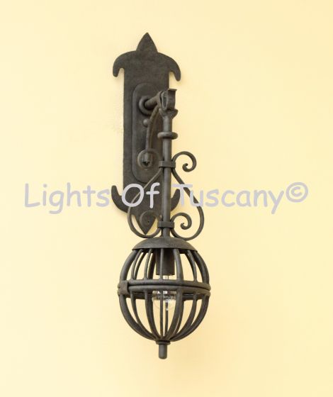 Lights of Tuscany 5264-1 Medieval Castle Style Wrought Iron Wall Light