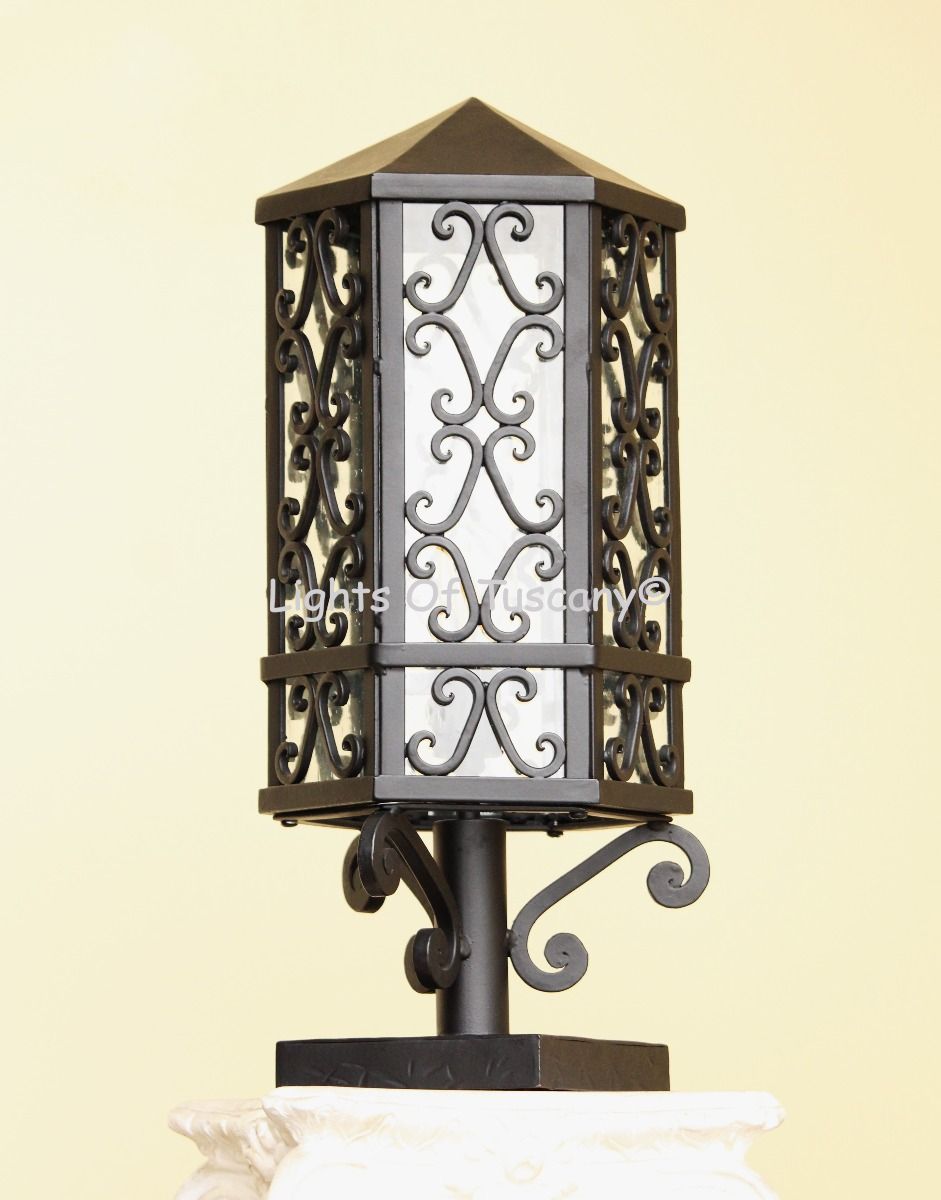 Lights of Tuscany 7372-1P Spanish Revival Wrought Iron Post Column ...
