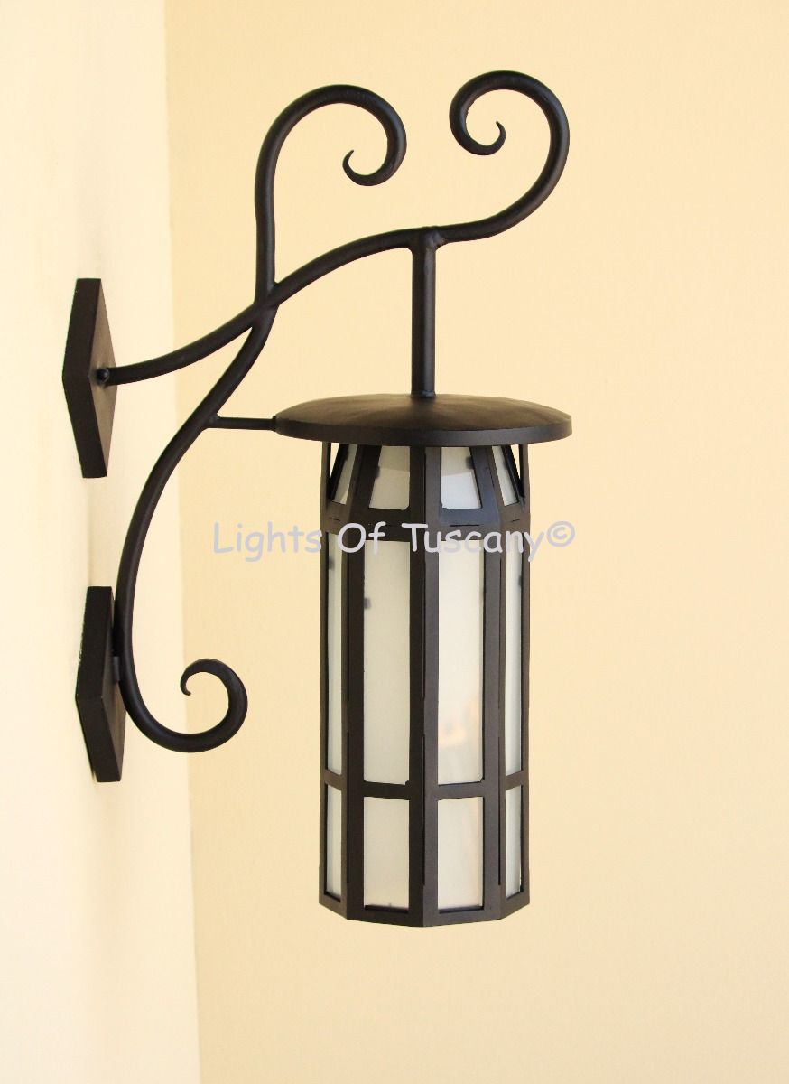 Lights of Tuscany 8165-1 Rustic Craftsman Style Iron Outdoor Wall Light