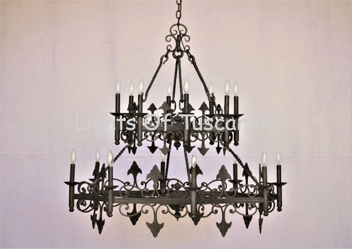 Lights of Tuscany 1313-16 Spanish Revival Wrought Iron 2 Tier Chandelier