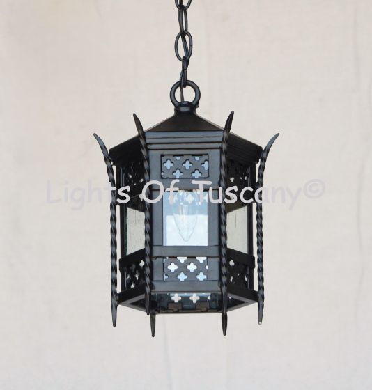 Lights of Tuscany 6228-1 Gothic Castle Style Iron Hanging Lantern Light